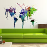 Watercolor World Map Sticker - guipp-decor.com