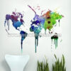 Watercolor World Map Sticker - guipp-decor.com