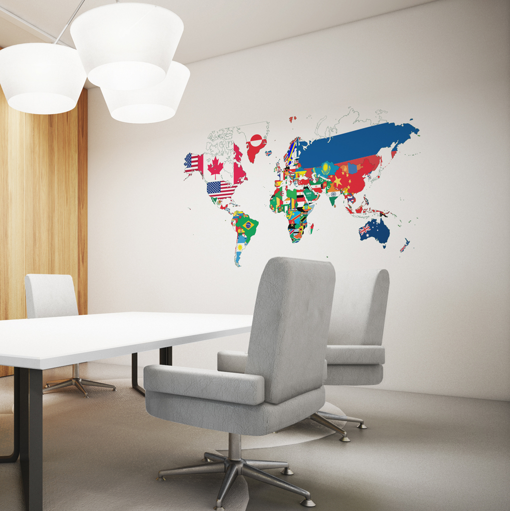 Flags World Map Sticker - guipp-decor.com