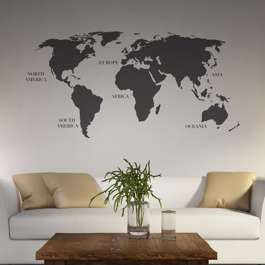 Vinyl World Map With Legends - guipp-decor.com