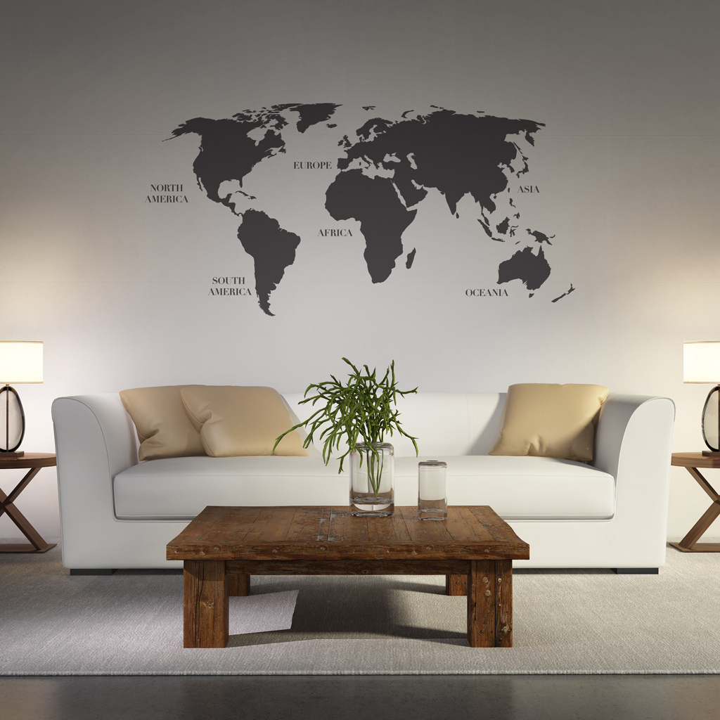 Vinyl World Map With Legends - guipp-decor.com