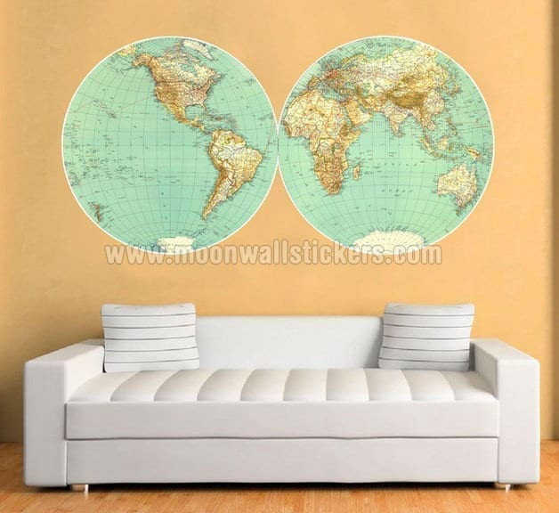 Retro Vintage World Map Sticker - guipp-decor.com