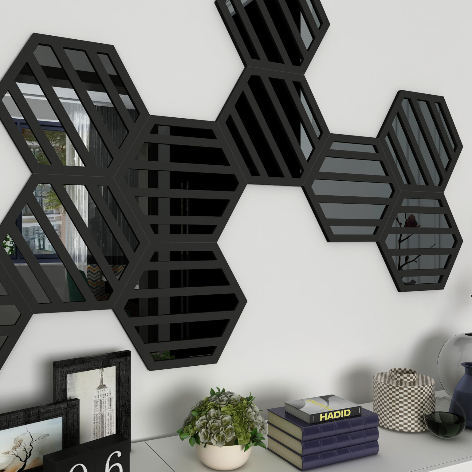 Hexagons Composition Stripes Mirror