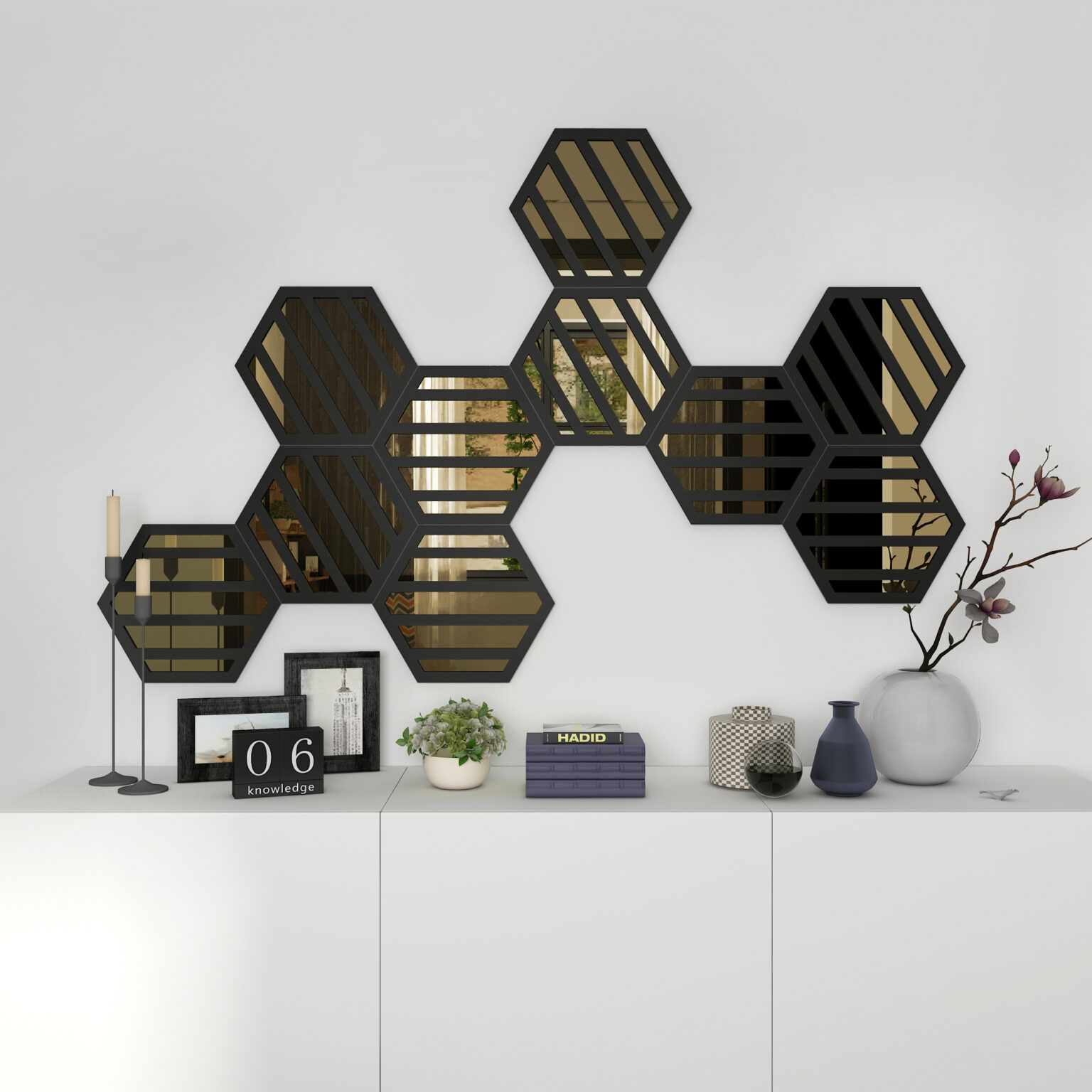 Hexagons Composition Stripes Mirror
