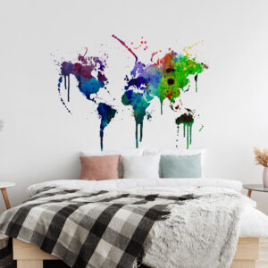 Watercolor World Map Sticker