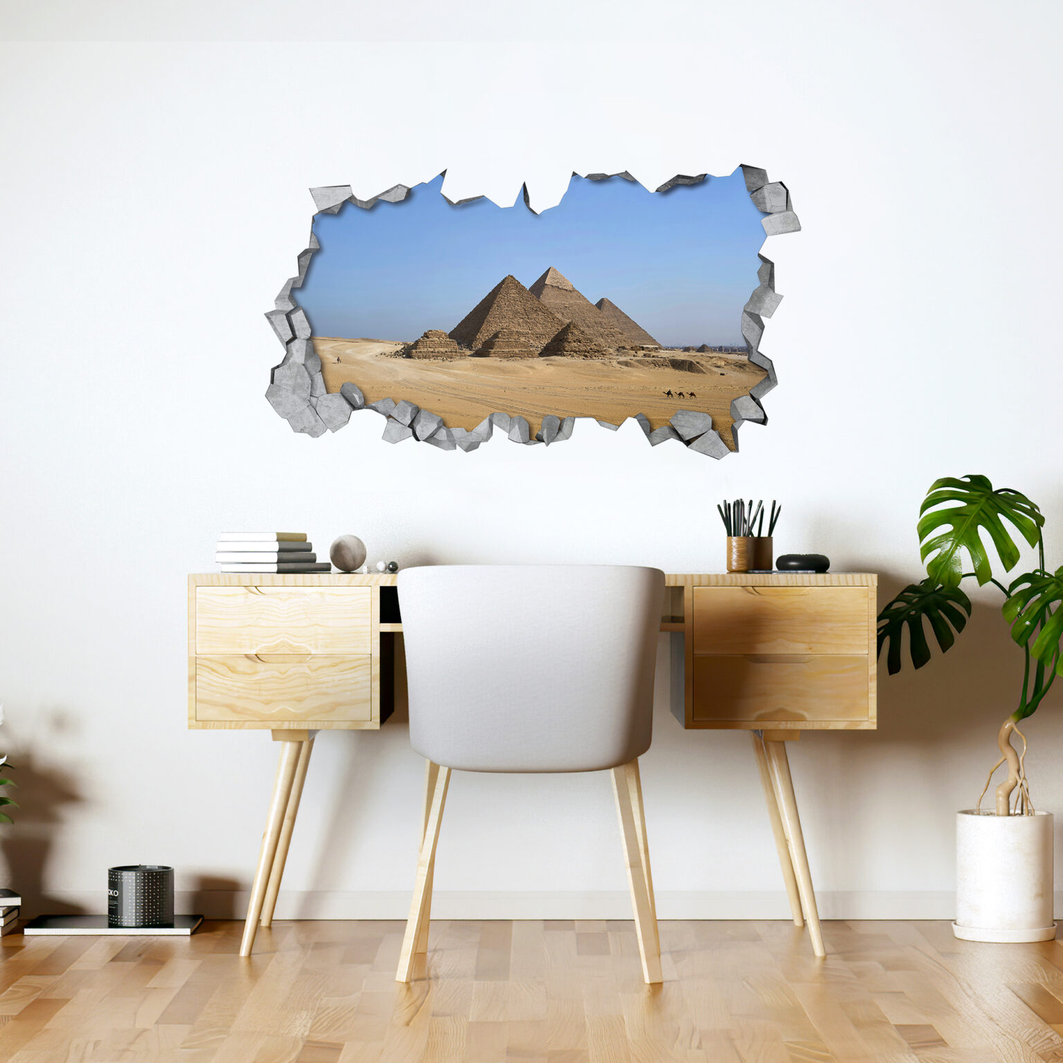 Egypt Pyramids 3D Broken Wall Decal