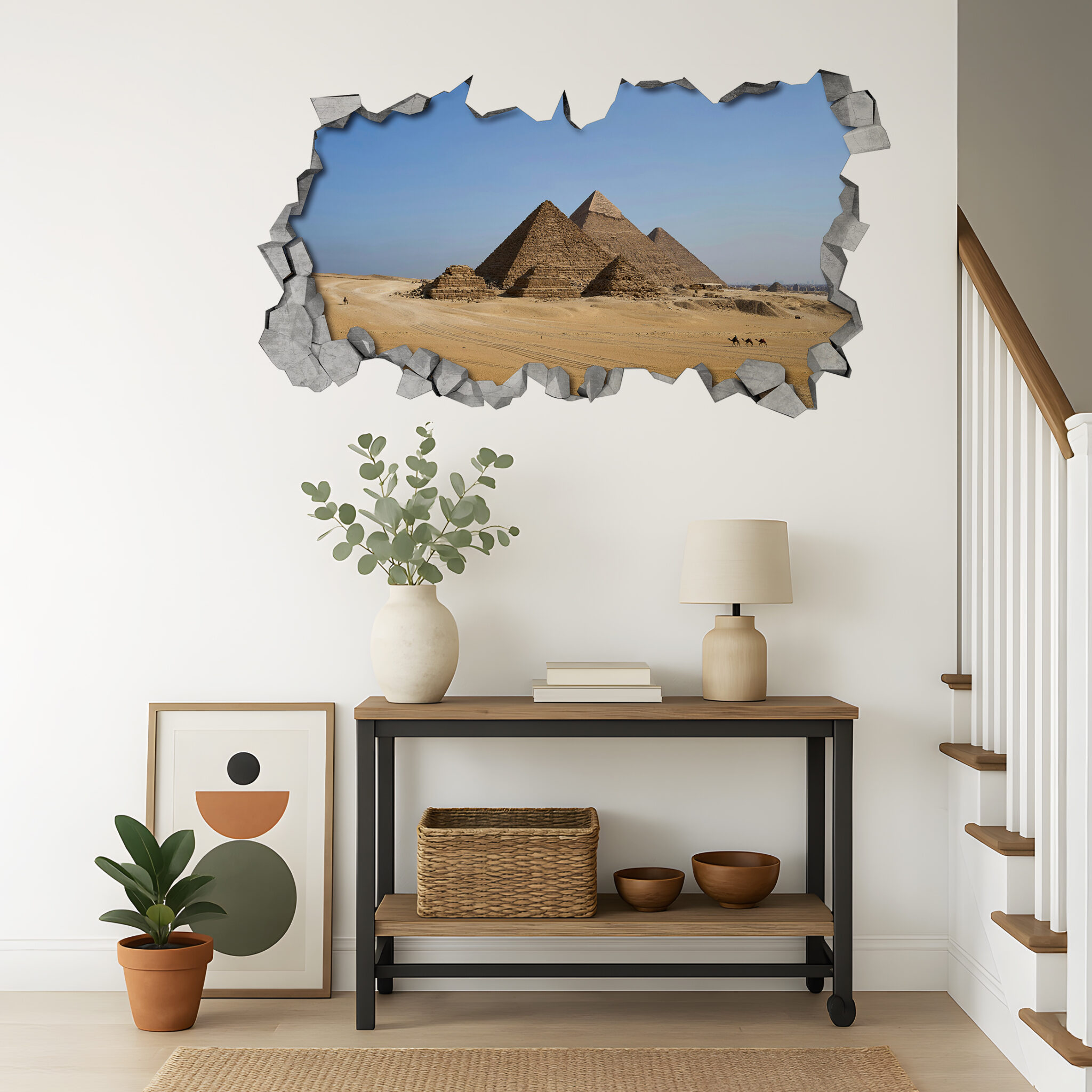 Egypt Pyramids 3D Broken Wall Decal